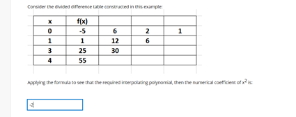 Solved Consider the divided difference table constructed in | Chegg.com