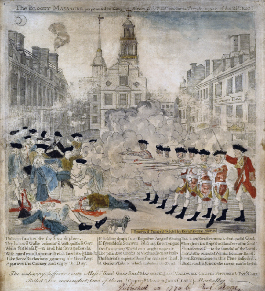 Primary Source 1: Engraving, 1770 by Paul Revere | Chegg.com
