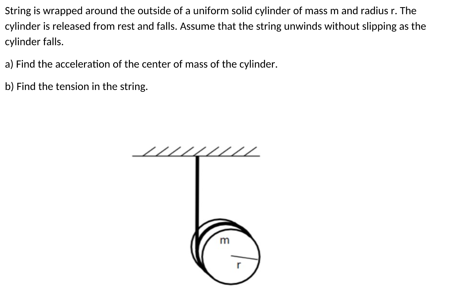 Solved String is wrapped around the outside of a uniform | Chegg.com