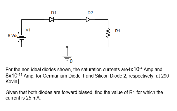 Solved For the non-ideal diodes shown, the saturation | Chegg.com