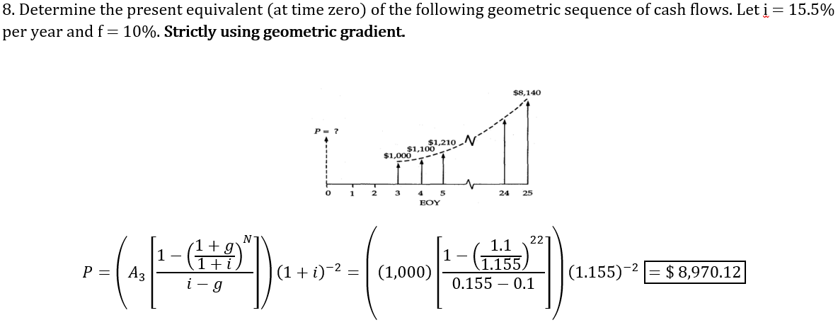 Engineering Economics: Geometric Gradient Cash | Chegg.com