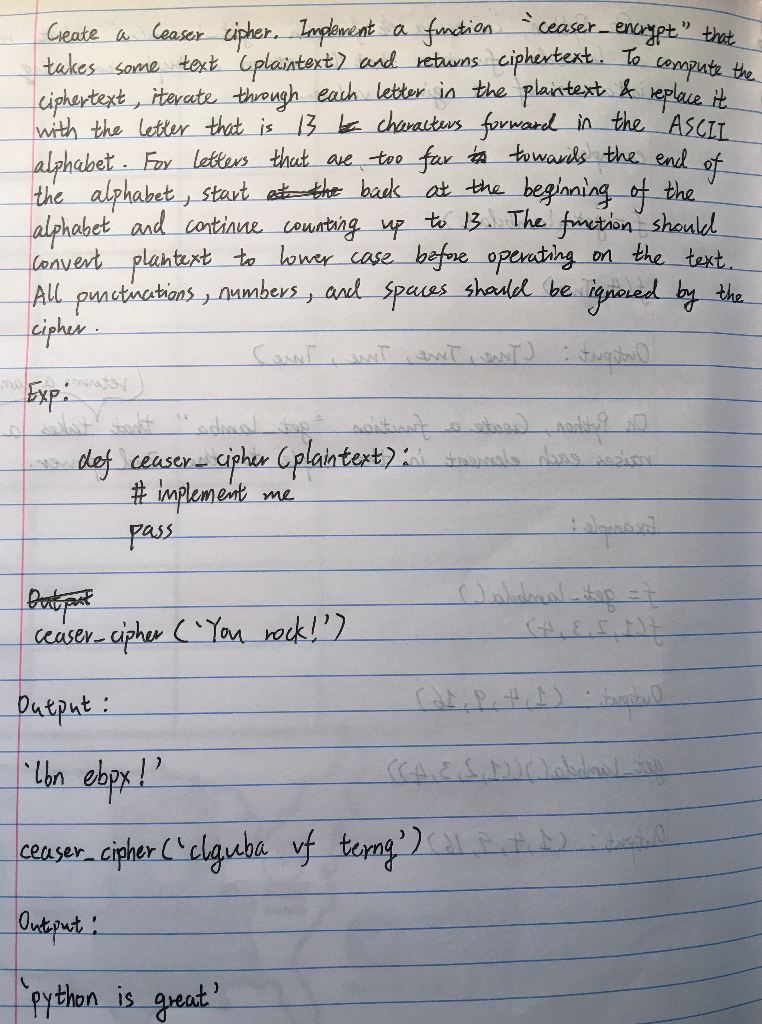 Solved - ceaser_encrypt" that Create a Ceaser cipher. | Chegg.com