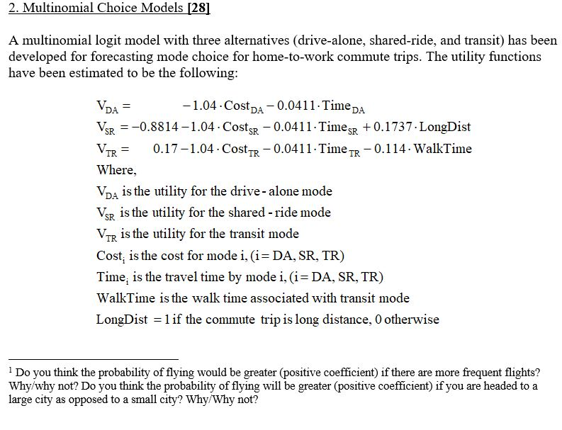 2. Multinomial Choice Models [28] A multinomial logit | Chegg.com