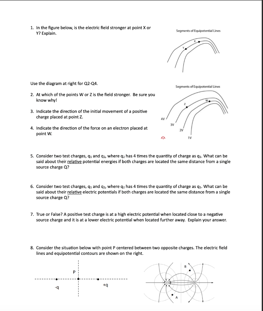 Solved 1 In The Figure Below Is The Electric Field