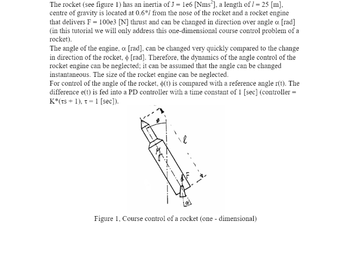 Solved The rocket (see figure 1) has an inertia of J = 1e6 | Chegg.com