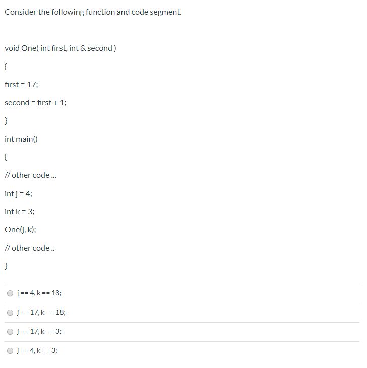 Solved Consider The Following Function And Code Segment