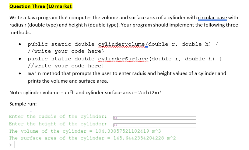 Solved Question Three 10 Marks Write A Java Program That