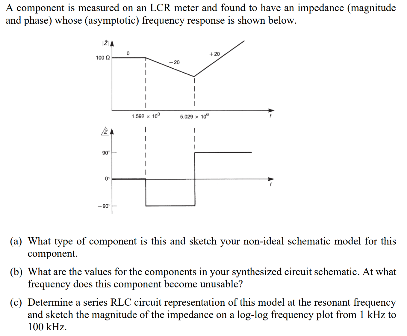 Solved A component is measured on an LCR meter and found to | Chegg.com