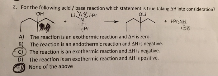 Solved for the following acid/base reaction which statement | Chegg.com