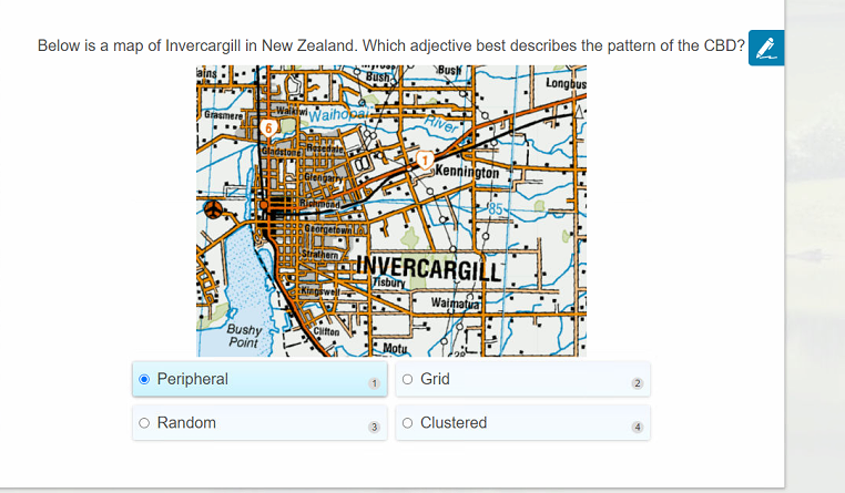 Solved Below is a map of Invercargill in New Zealand. Which | Chegg.com