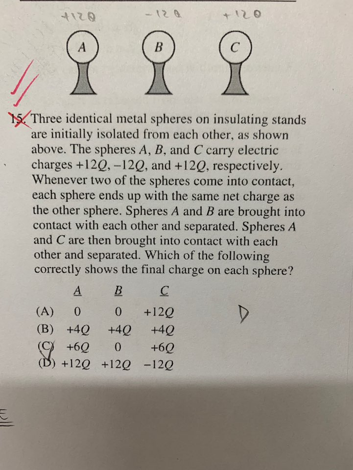 Solved す120 1%Three identical metal spheres on insulating | Chegg.com