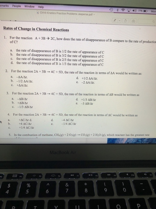Solved kmarks People Window Help Ch14 Kinetics Practice | Chegg.com
