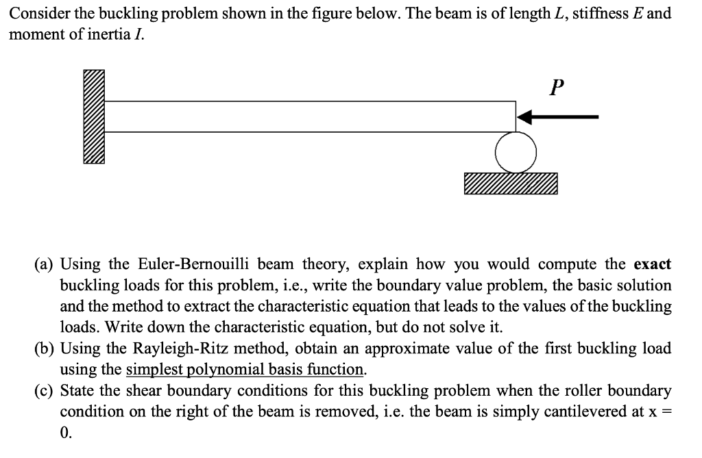 Solved Consider the buckling problem shown in the figure | Chegg.com