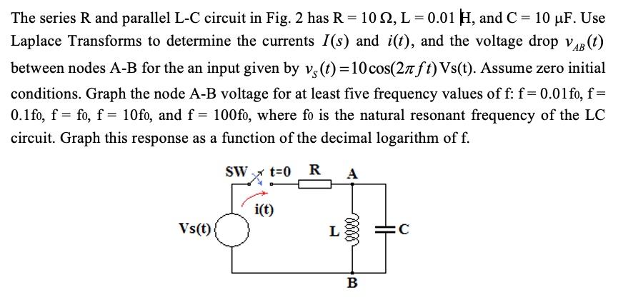 Solved The series R and parallel L-C circuit has R = 10 | Chegg.com