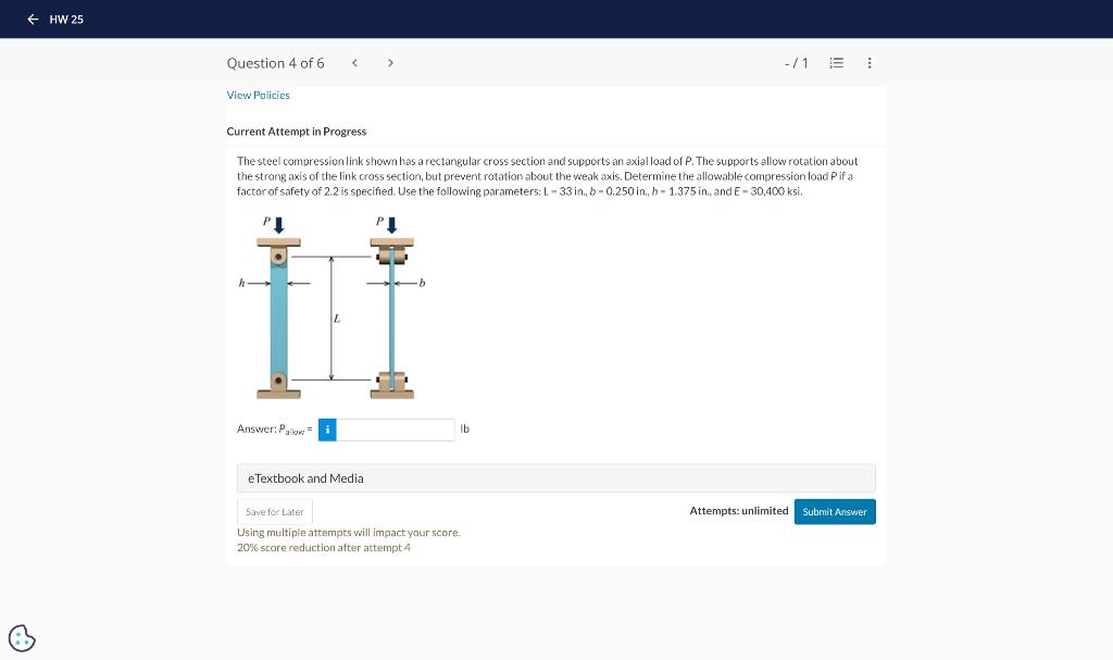 [solved] The Steel Compression Link Shown Has A Rectangul