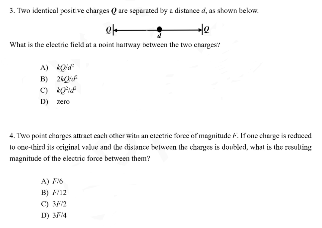 Solved 3. Two identical positive charges Q are separated by | Chegg.com