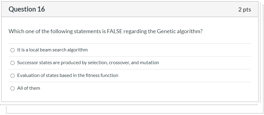 Solved Question 16 2 Pts Which One Of The Following