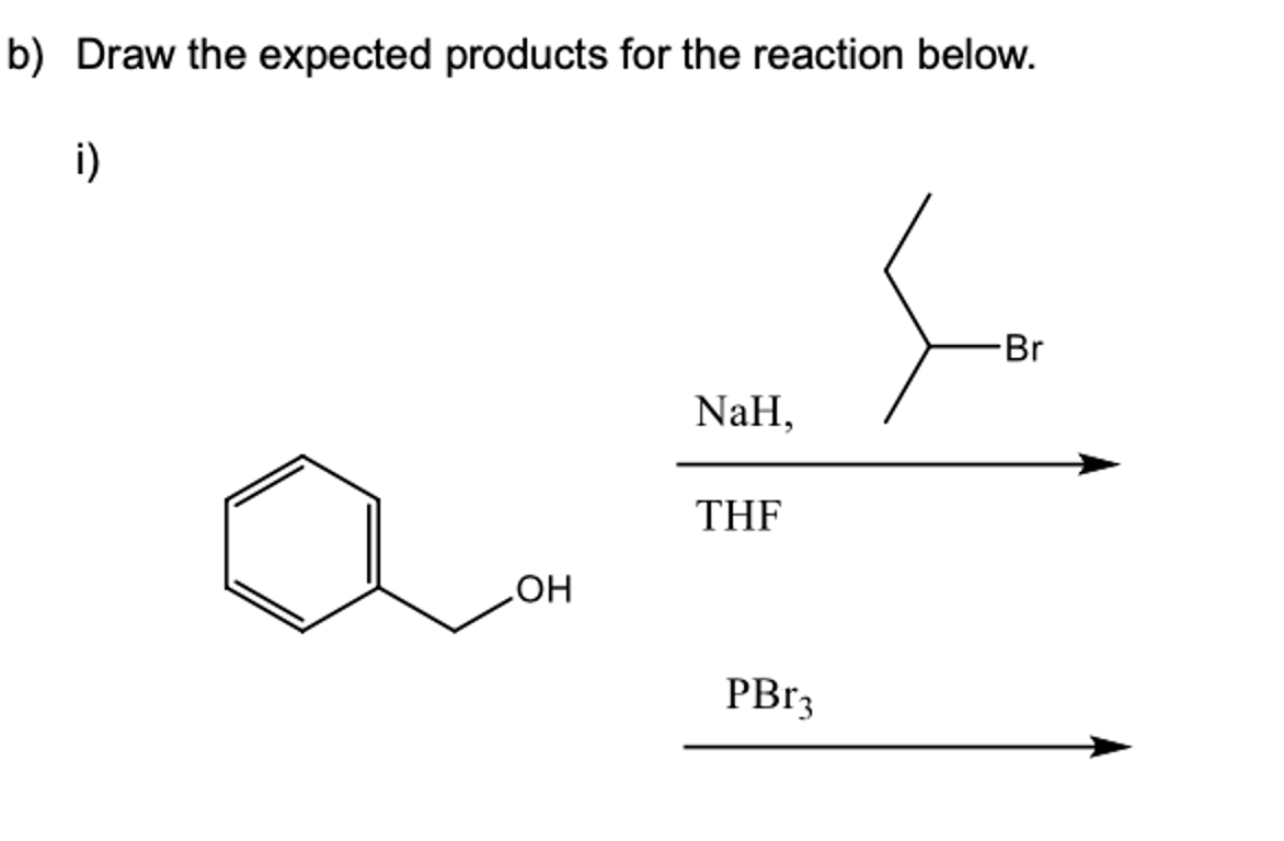 Solved b) ﻿Draw the expected products for the reaction | Chegg.com
