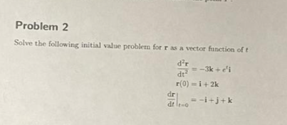 Solved Solve the following initial value problem for r as a | Chegg.com