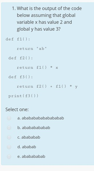 Solved 1. What is the output of the code below assuming that | Chegg.com
