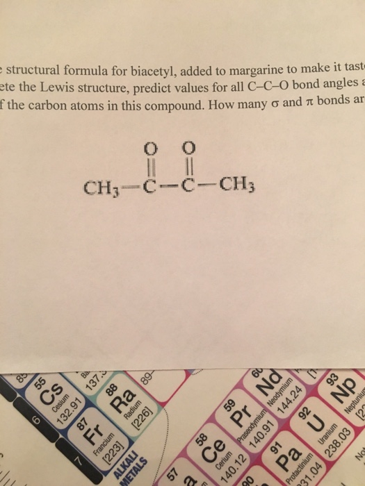 Solved Shown below is the structural formula for biacetyl, | Chegg.com
