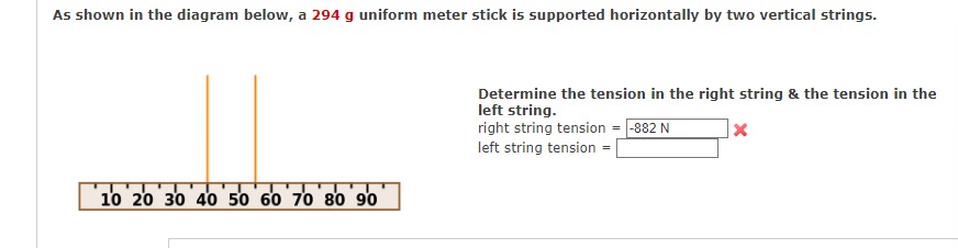 Solved As shown in the diagram below, a 294g ﻿uniform meter | Chegg.com