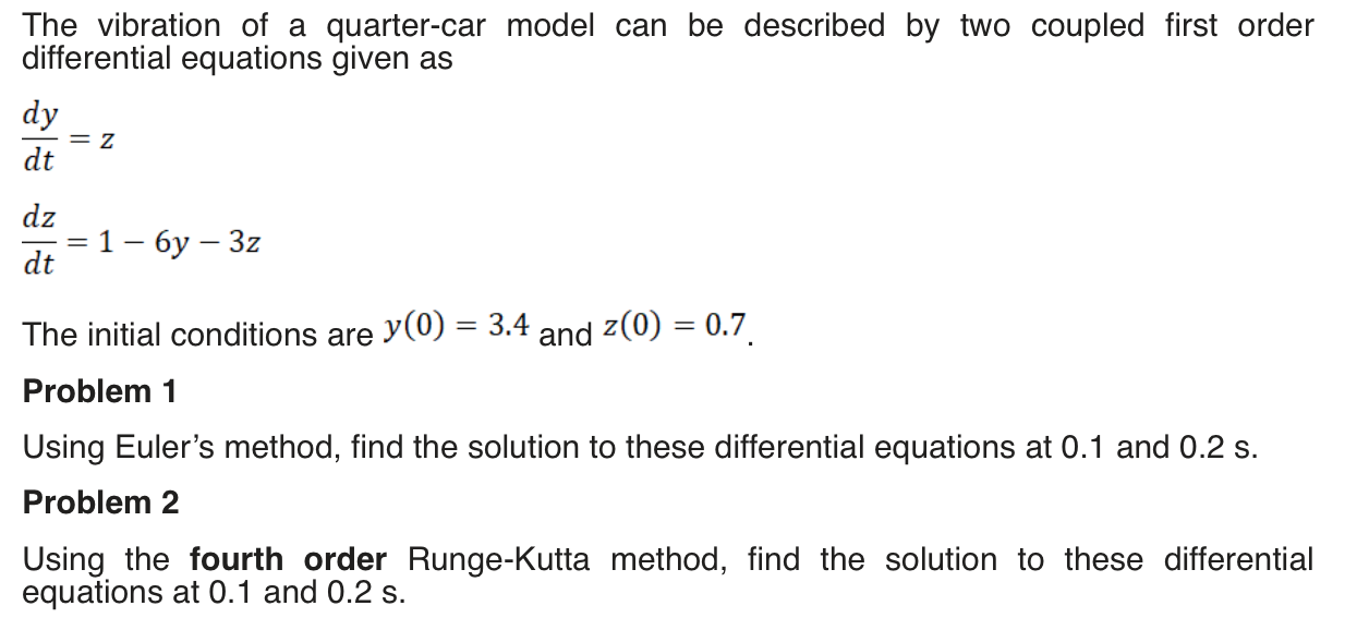 Solved The vibration of a quarter-car model can be described | Chegg.com
