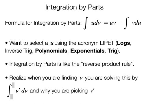 Solved Integration by Parts Formula for Integration by | Chegg.com