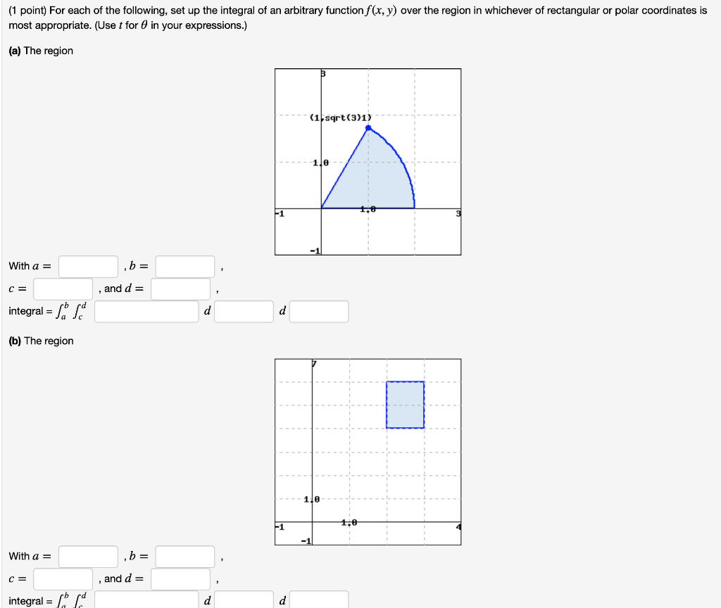 Solved (1 point) For each of the following, set up the | Chegg.com