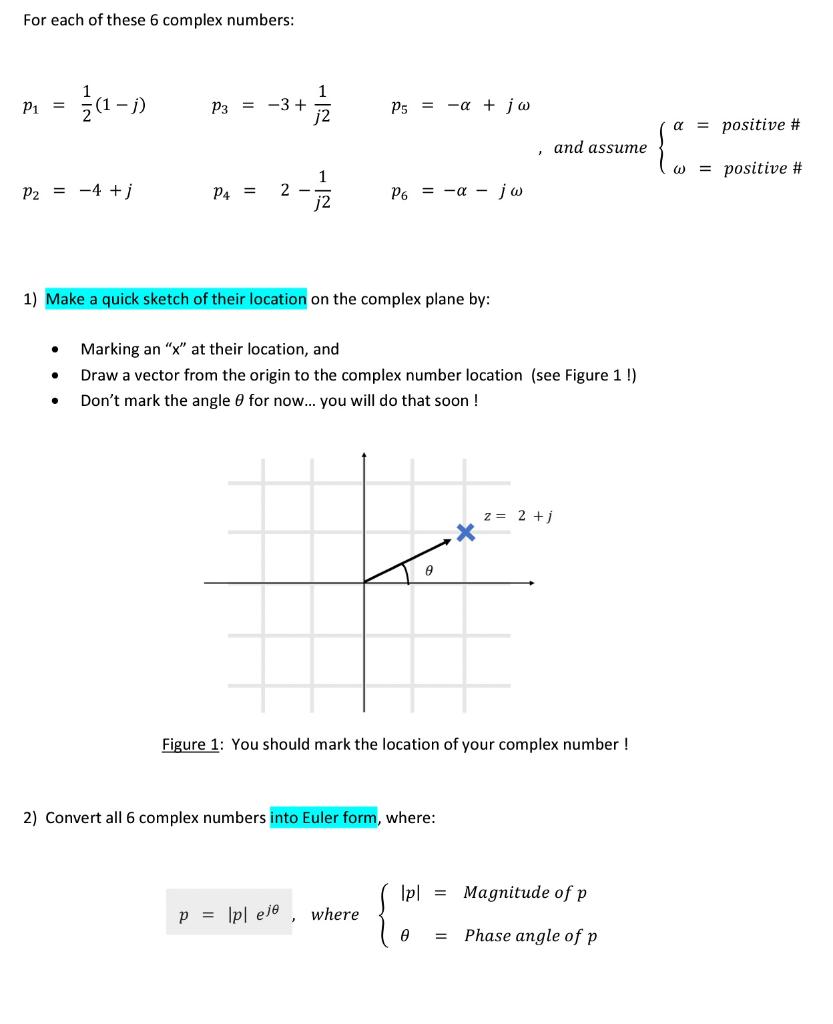 Solved For each of these 6 complex numbers: | Chegg.com