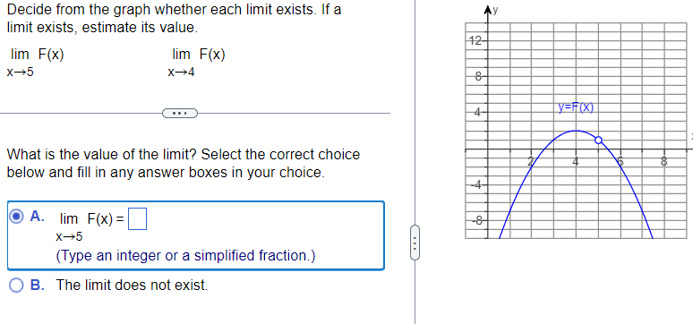 Solved Decide from the graph whether each limit exists. If a | Chegg.com