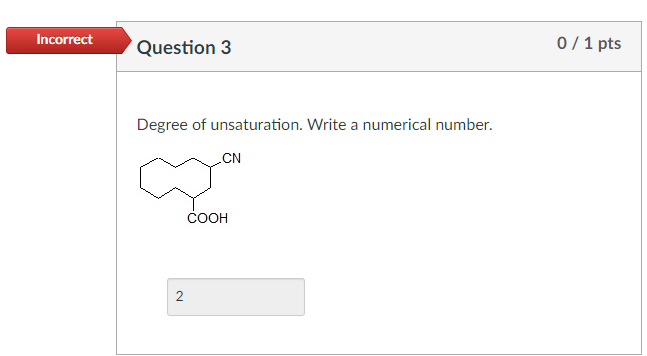 Solved Degree of unsaturation. Write a numerical number. | Chegg.com