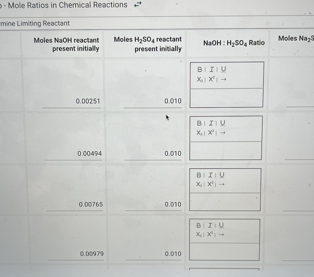 Solved how do you calculate the mole ratio of NaOH to H2SO4 | Chegg.com