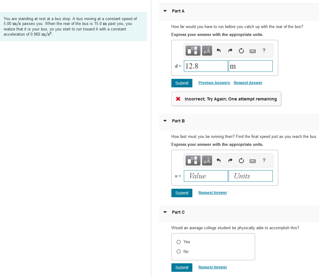 Solved You are standing at rest at a bus stop. A bus moving | Chegg.com