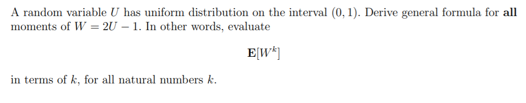 Solved A random variable U has uniform distribution on the | Chegg.com