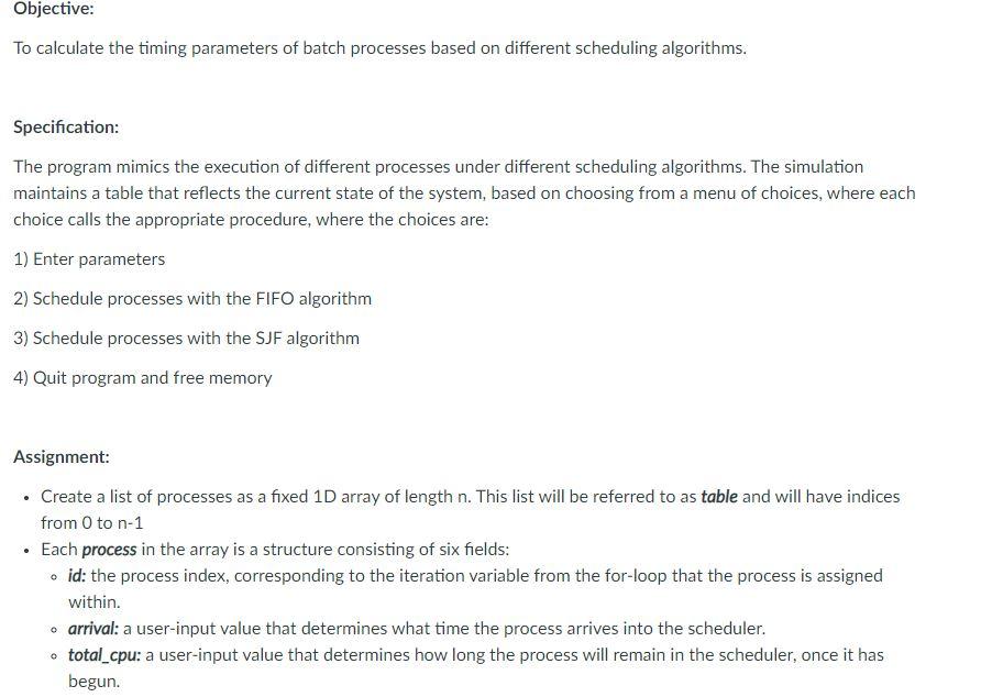 Solved Objective: To calculate the timing parameters of | Chegg.com