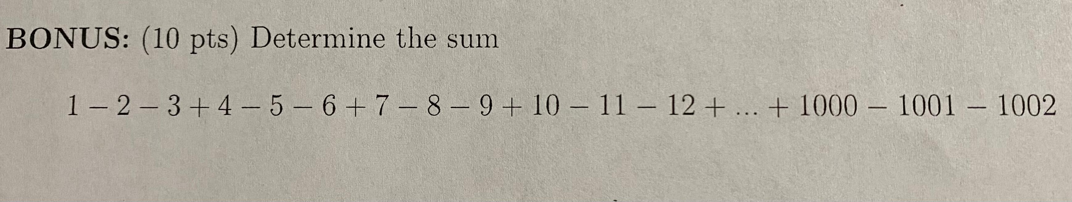 Solved BONUS: (10 pts) Determine the sum | Chegg.com