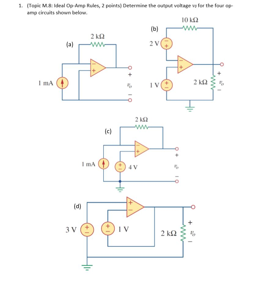 Solved Determine the output voltage v0 for the four opamp | Chegg.com