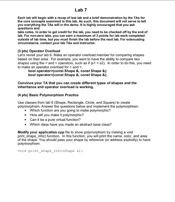 Lab 7 Each lab will begin with a recap of last lab | Chegg.com