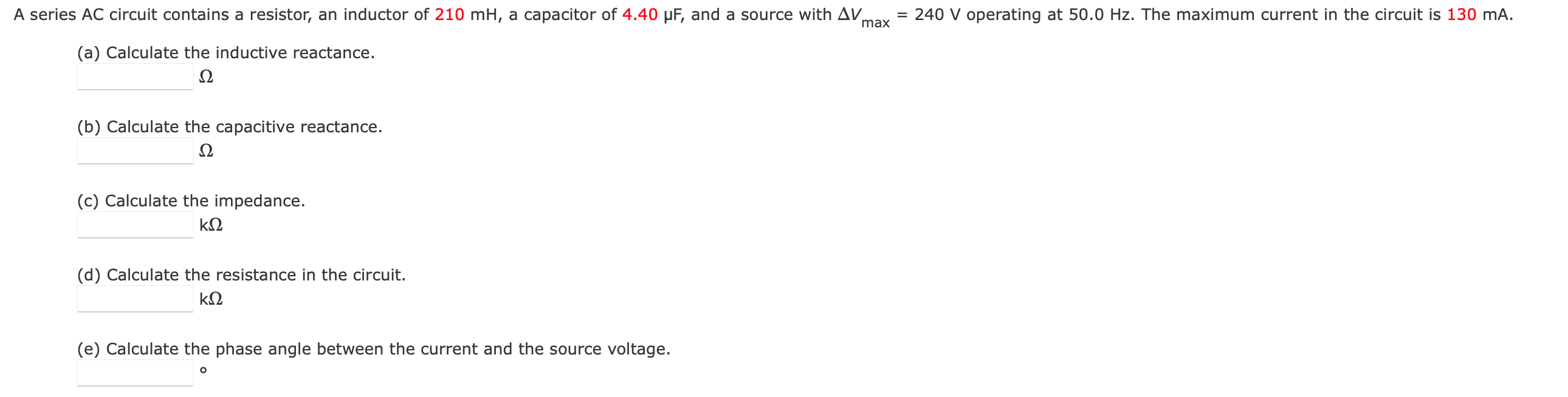 Solved (a) Calculate the inductive reactance. Ω (b) | Chegg.com