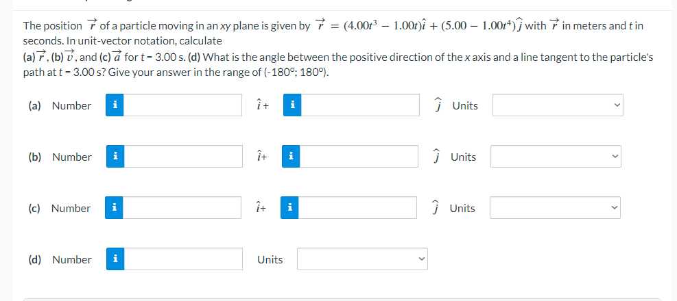 Solved The position vec(r) ﻿of a particle moving in an xy | Chegg.com
