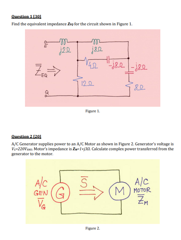 Solved Question 1 [30] Find the equivalent impedance ZEQ for | Chegg.com