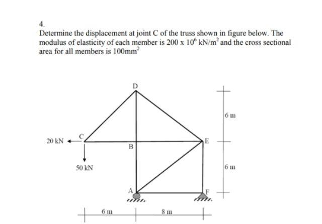 Solved 4. Determine the displacement at joint C of the truss | Chegg.com