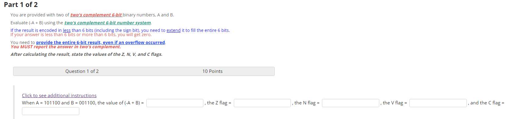 Solved Part 1 of 2 You are provided with two of two's | Chegg.com