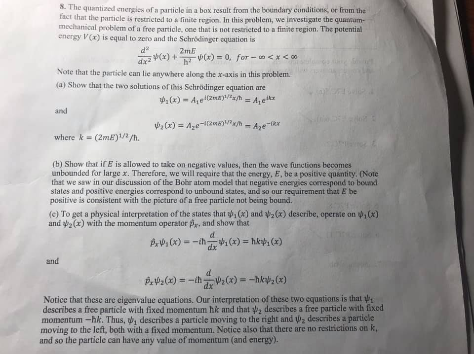 Solved 8. The quantized energies of a particle in a box | Chegg.com