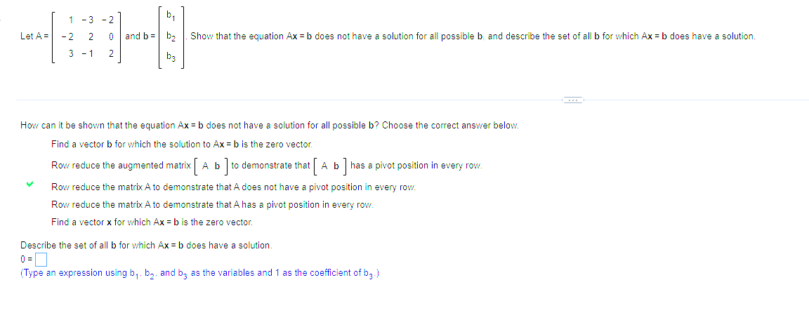 Solved Let A=⎣⎡1−23−32−1−202⎦⎤ and b=⎣⎡b1b2b3⎦⎤. Show that | Chegg.com