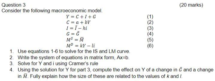 Solved Question 3 (20 marks) Consider the following | Chegg.com