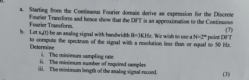 Solved a. Starting from the Continuous Fourier domain derive | Chegg.com