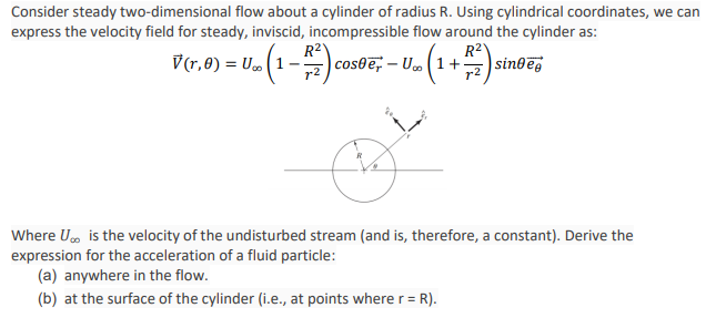 Solved Consider steady two-dimensional flow about a cylinder | Chegg.com