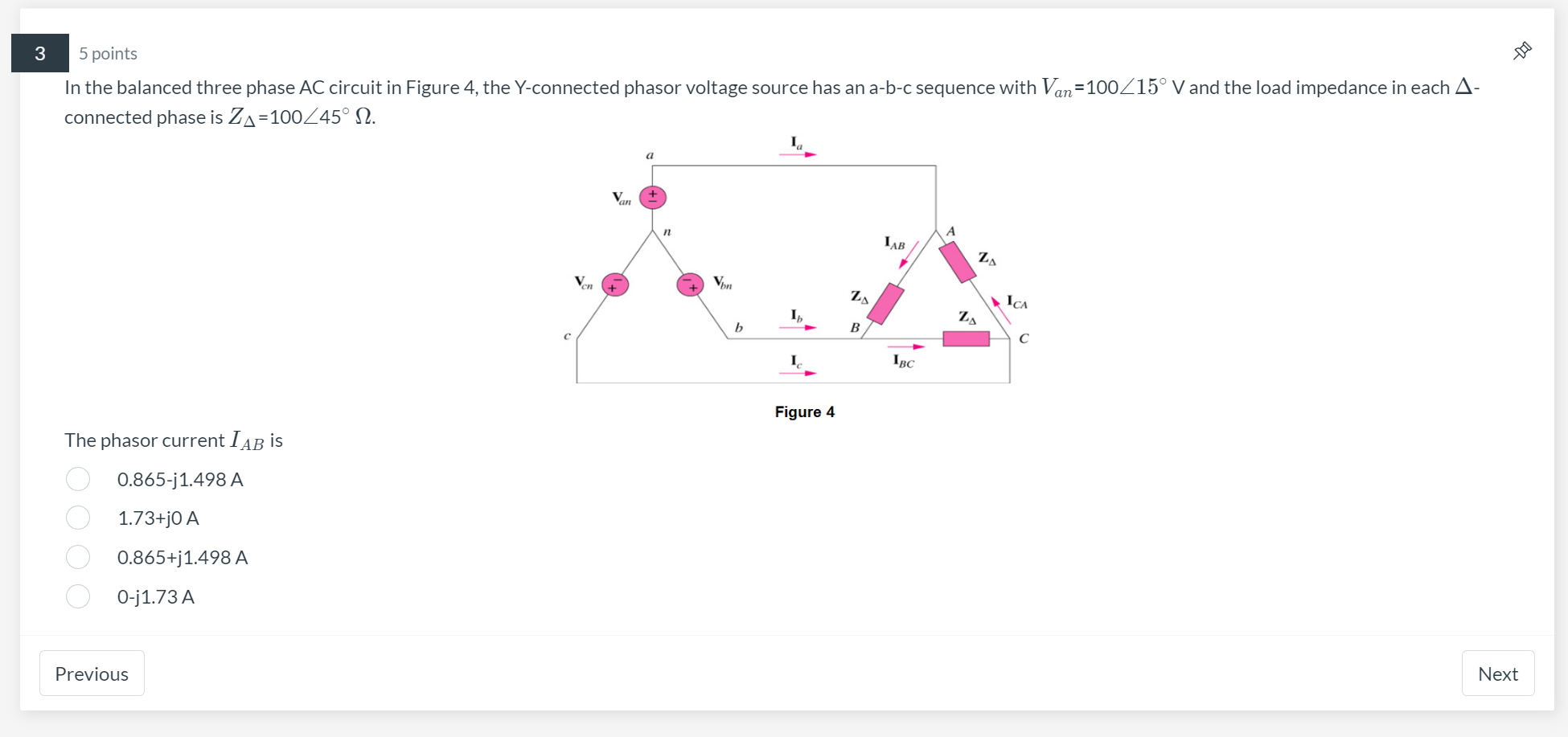 [Solved]: 3 5 points In the balanced three phase AC circui
